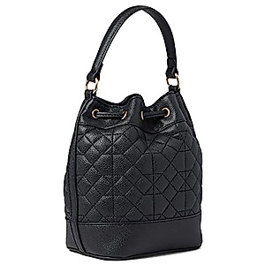 Anne Klein Womens Anne Klein quilted bucket crossbody, Black, One Size US