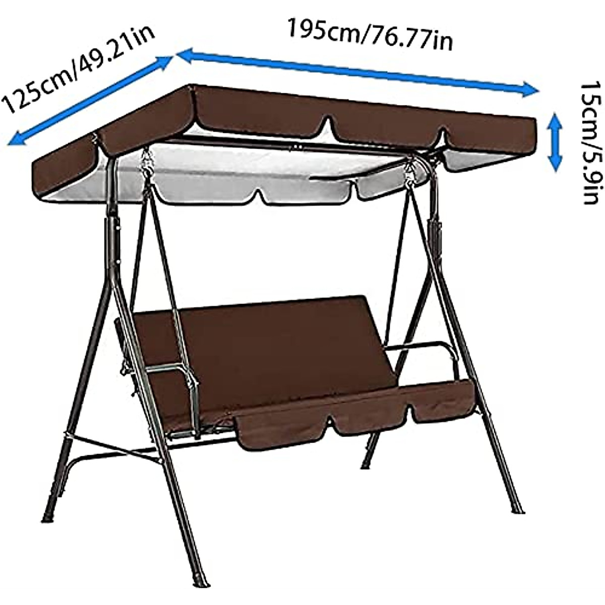 Patio Swing Canopy Waterproof Top Cover Set, Courtland Swing Replacement Awning Canopy Covers for Swing Chair Glider All Weather Protection Outdoor Garden Furniture(Dark Green, Three-seater76.77in)