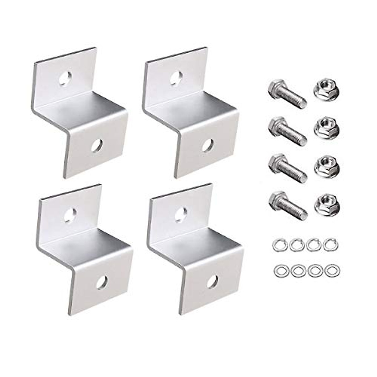 F-ber 1 Set (4pcs) Solar Panel Mounting Hardware Z Type Bracket Aluminum W/Stainless Bolt for RV Boat Off Grid 38mm Width Solar Panels (38 * 25 * 27mm/1.49"*0.98"*1.06")