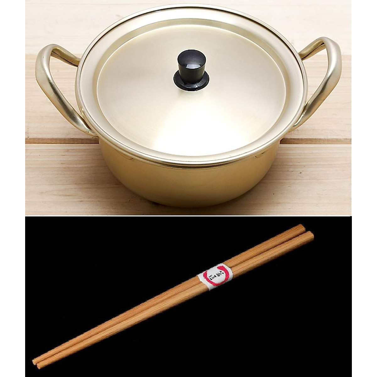 Korean Noodle Pot Hot Shin Ramyun Aluminum 6.3"(16cm) + SoltreeBundle Natural Bamboo Chopstick (1 Pairs)