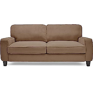 Serta Palisades Upholstered Sofas for Living Room Modern Design Couch, Straight Arms, Soft Fabric Upholstery, Tool-Free Assembly, 78" Sofa, Kingston Tan