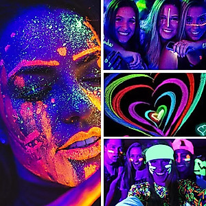 MEICOLY Glow UV Blacklight Face Paint, 8 Bright Colors Neon Fluorescent Body Painting Palette,Water Activated Eyeliner,Water Based Glow In The Dark Party Halloween Washable for Kids Adult Body Paint