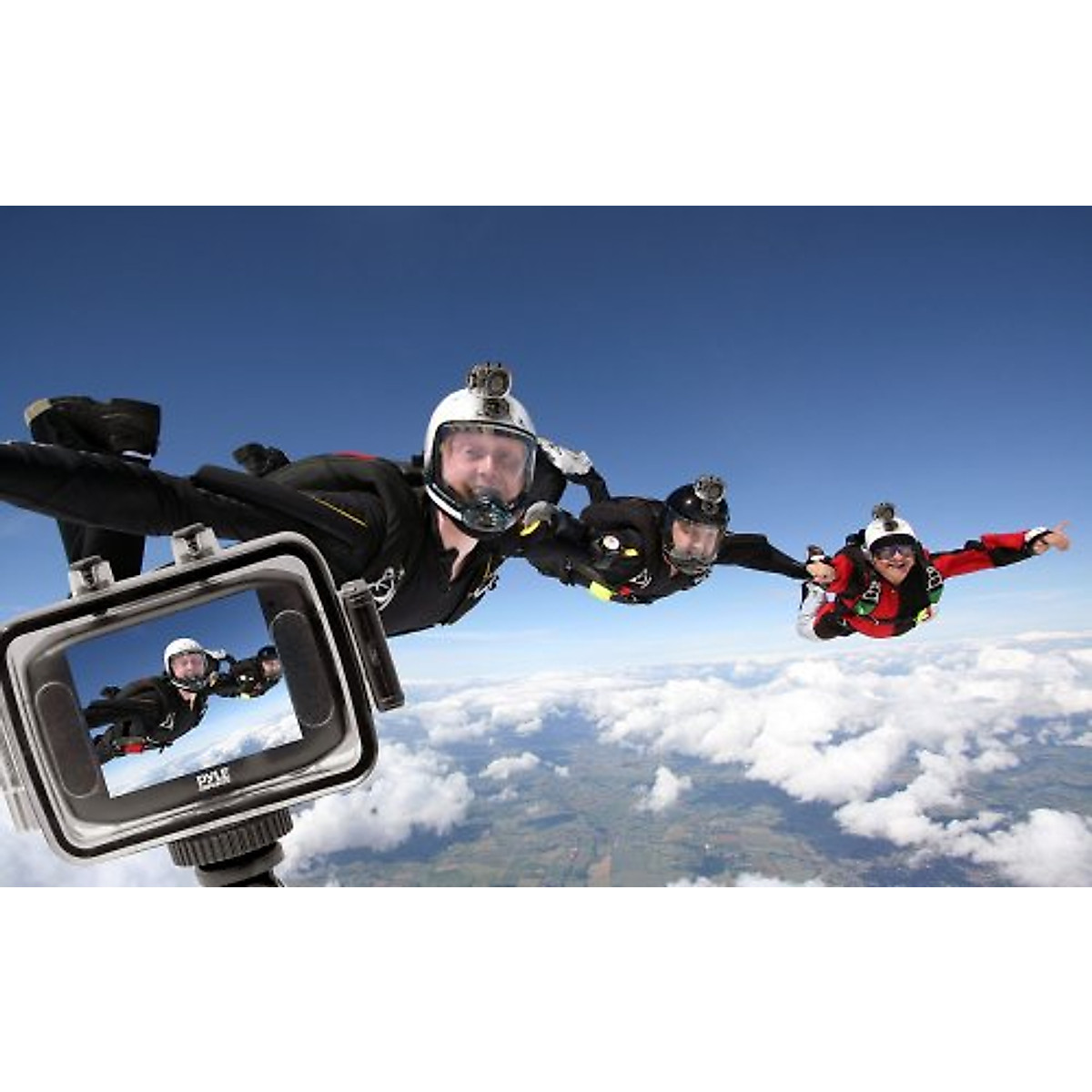 Pyle Mini HD Sports Action Camera - Camcorder w/ 5.0 MP Camera, 2" Touch Screen, USB SD Card, Rechargeable Battery - Waterproof Case, Bike Handle bar, Helmet Mount, Car Charger PSCHD30OR (Orange)