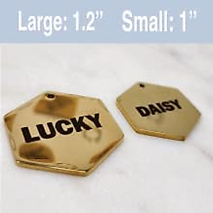 Dr. Fremont's Stainless Steel Custom Pet ID Personalized Engraved Identification Cat and Dog Tags with Custom Text, Many Shapes Including Bone, Heart, Circle (Gold Stainless Steel, Large Bone)