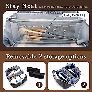 Travel Makeup Bags for Women Cosmetic Bag: Large Make up Bag Set of 3 - Vegan Leather Toiletry Organizer with Compartments & Handle & Divider - Girlfriend Teacher Teen Girl Gifts Trendy Stuffs