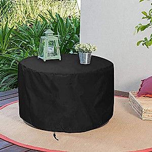 Birsppy Mr.You Round Deck Boxes Covers,28Inch Round Outdoor Storage Table Deck Box Cover,with Drawstring Design,Heavy Duty Waterproof 600D Fabric,28Dia x 18H