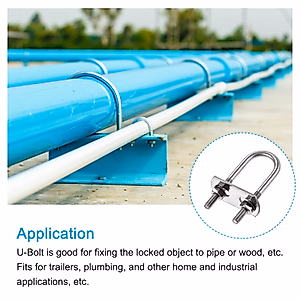 METALLIXITY U Bolts 4 Sets (M6x22x70mm), Round U Bolt 304 Stainless Steel with Accessories - for Construction, Pipe