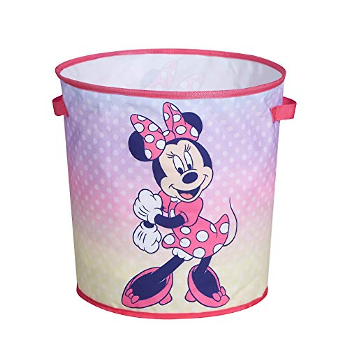 Idea Nuova Disney Minnie Mouse 3 Piece Collapsible Storage Set with Collapsible Ottoman, Bin and Figural Dome Pop Up Hamper, Pink