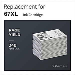 LemeroUtrust 67XL Remanufactured Ink Cartridge Replacement for HP 67 67XL use with HP DeskJet 2755, 2722 Plus 4155, 4155e, 4152 Envy Pro 6055, 6455, 6455e, 6420 (1 Print Head, 2 Black Ink Cartridges)