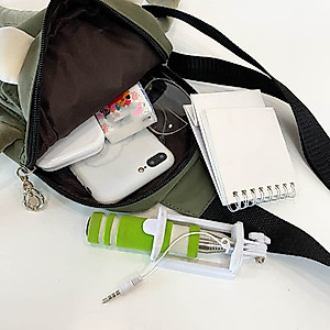 Hipi-shop Cute frog nylon chest bag Sling Backpack Travel Hiking Daypack Crossbody Shoulder Bag Student Phone Wallet For Women Girls Green