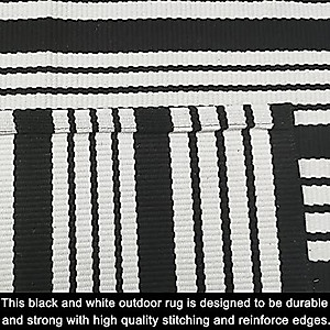 Black and White Striped Outdoor Rug Front Porch Rug 27.5"x43" Front Door Mat Cotton Hand-Woven Reversible Mats for Outdoor,Entryway,Laundry Room,Farmhouse,Kitchen (27.5"x43")