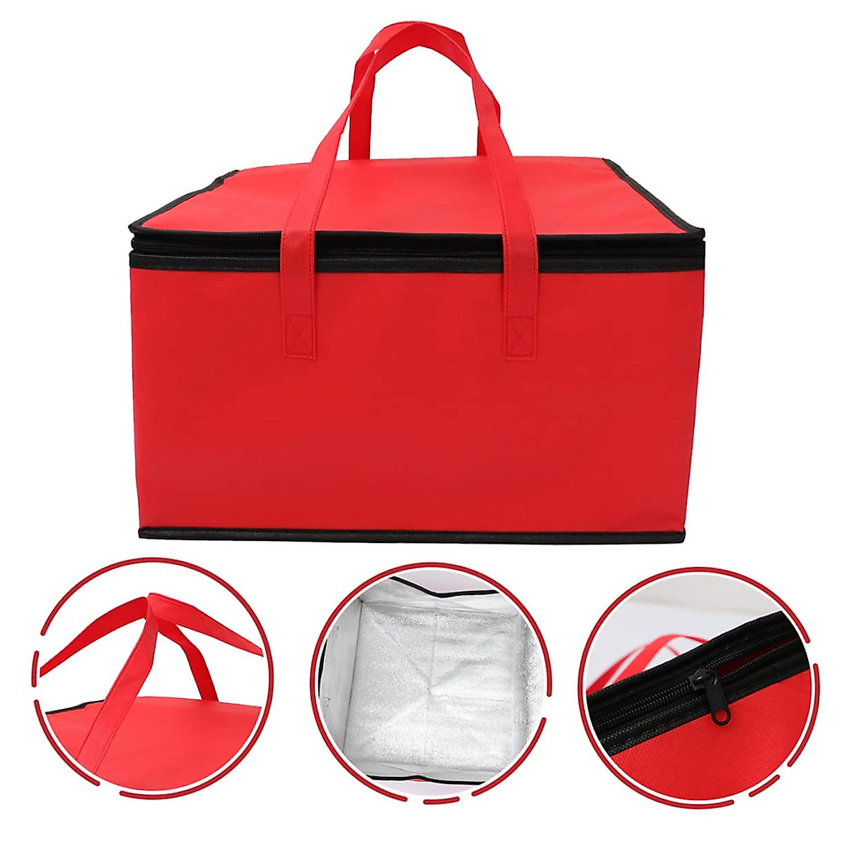 Anneome Insulation Camping Insulated Pizza Catering Supplies Insulated Grocery Thermal Lunch Food Transport Aluminum With Zipper Travel Warm Rice