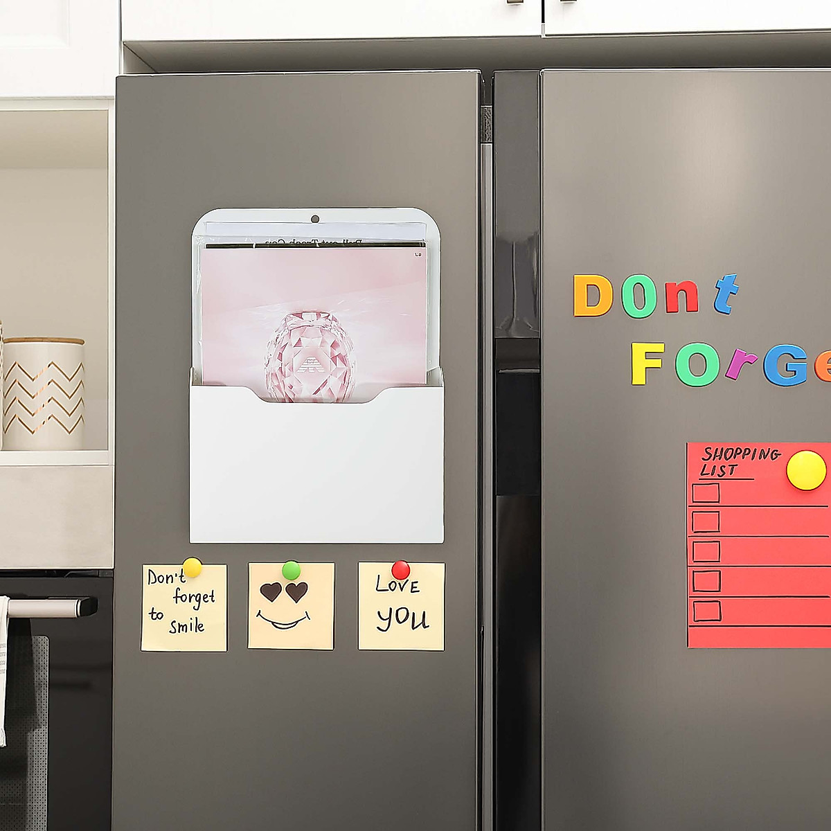 Nisorpa 8 Pack Magnetic File Holder Magnetic File Pocket Refrigerator Storage Pocket Magnetic Label Holders Letter Size Hanging Paper File Organizer for Office Whiteboard Hanging(Large)