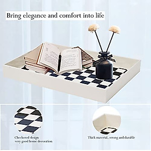 Benziert Set of 2 Acrylic Trays White Jewelry Trays Perfume Trays for Dresser Tray Black Bathroom Tray Vanity Tray for Bathroom countertop Makeup Tray Perfume Organizer Tray Checkered Decorative Tray