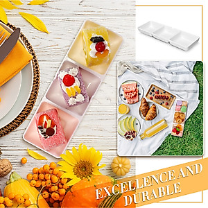 24 Pcs 8.7 x 2.8 Inch 3 Compartment Appetizer Serving Tray Plastic 3 Section Dessert Platters Rectangular Divided Plate White Compartment Serving Dishes Dipping Sauces Dinner Buffet Restaurant Kitchen