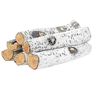 Skyflame 6 Piece Set of Gas Fireplace Logs, Large White Birch Ceramic Logs for All Types of Indoor/Outdoor Gas Inserts, Ventless, Fireplaces and Fire Pits