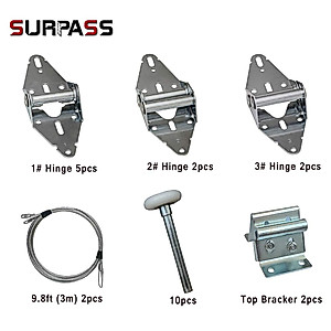 Surpass Garage Door Roller/Hinge/Top Bracket/Wire Rope (for 7' Height Doors)