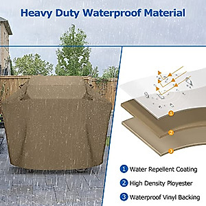SunPatio Gas Grill Cover 48 Inch, Heavy Duty Waterproof Outdoor Barbecue Cover with Sealed Seam, FadeStop Material, All Weather Resistant Compatible for Weber CharBroil Nexgrill Grills and More, Taupe