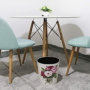 Scakbyer 10L/2.64 Gallon Trash Can Waterproof PU Leather Flowers Pattern Wastebasket Paper Basket Dustbin Garbage Bin - (Type 6)