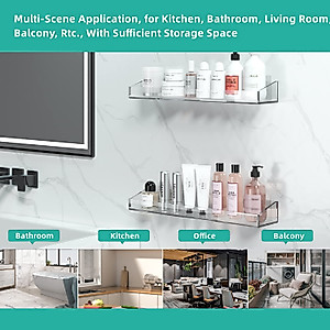 KATASKI 3 Pack Acrylic Bathroom Shelf, Wall Mounted No-Drill Thick Clear Storage and Display Shelf, 15.7inch