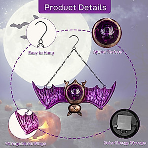Stargarden Bat Solar Lantern,Hanging Solar Light Outdoor Waterproof for Halloween Decorations,Garden Tree Ornaments -Purple
