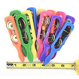 12 Cymbals With Plastic Handles (5") Kids Party Supplies, Preschool Musical Instruments, Noisemakers (12 Pack) multicolor