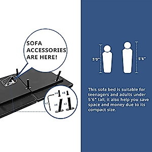 FONTOI Futon Sofa Bed Memory Foam Couch Sleeper Daybed Foldable Convertible Loveseat, Black