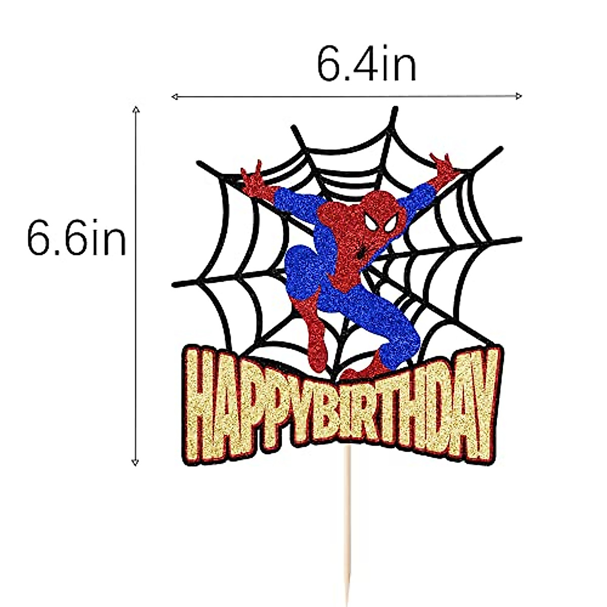 Spider Happy Birthday Cake Topper - Super hero Theme Cartoon Movie Cake Decoration for Kids Party Supplies