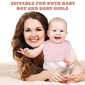 20 Pcs Muslin Baby Bibs Baby Bibs for Girls Boys Teething Soft Absorbent Baby Drool Bandana Bibs with Snaps and Lace Border for Neutral Newborn Infant Drooling Essentials, 10 Styles