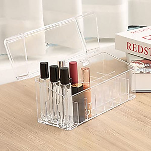 CLUQMEIK Acrylic Rollerball Perfume Organizer Beauty Scent Holder with 24 Grids Organization Container Storage for mini perfume/mini spray collection display- Clear