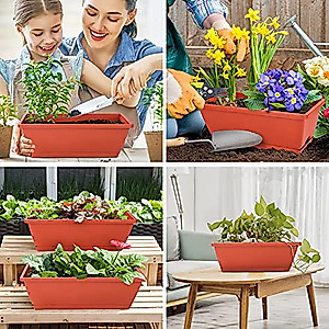 CHUKEMAOYI Window Box Planter, 7 Pack Plastic Vegetable Flower Planters Boxes 17 Inches Rectangular Flower Pots with Saucers for Indoor Outdoor Garden, Patio, Home Decor
