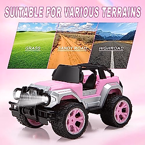 Carox Remote Control Car for Girls, Pink RC Car with Doll and Sticker for Ages 4-10 Years Old Girls, 80 mins with Rechargeable Battery, 1:16 Scale 2.4Ghz, Birthday for Grils,OX11S