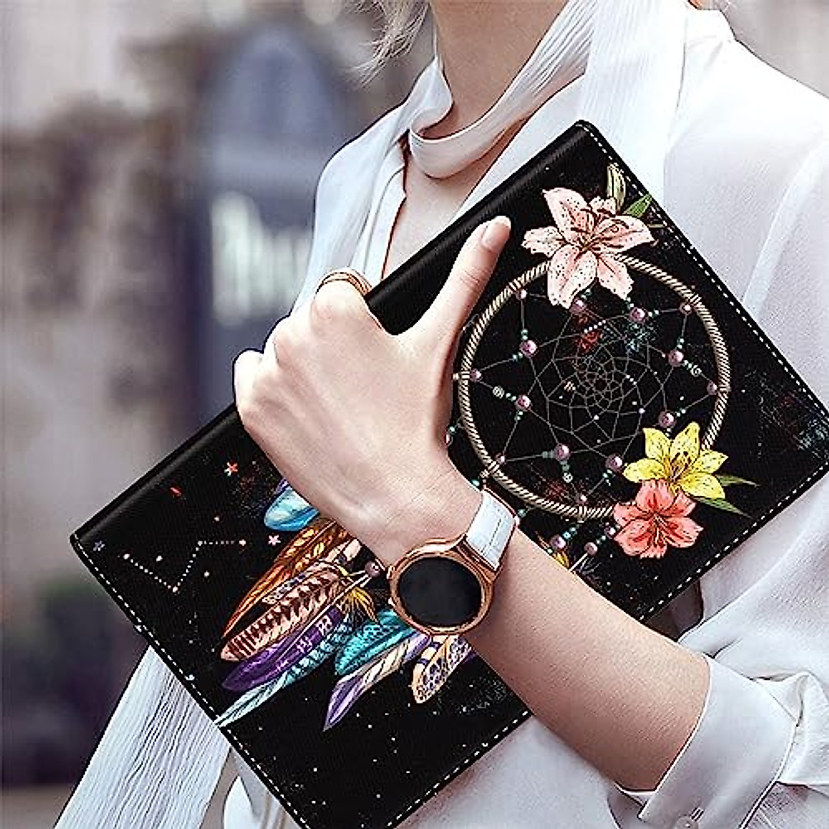 Case for iPad 10.2 9th / 8th / 7th Generation (2021/2020/2019 Model) 10.2 Inch, iPad Air 3 Case/10.5 Inch Pro, Multi-Angle Smart Stand Cover Auto Sleep/Wake，Colorful Dream Catcher