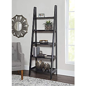 Linon Gleason Modern Classic Black Ladder Bookshelf