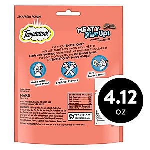 TEMPTATIONS Meaty MixUps Savory Cat Treats, Salmon & Tuna Flavor, 4.12 oz. Pouch