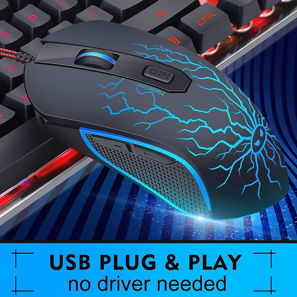 Gaming Keyboard and Mouse Combo, K1 LED Rainbow Backlit Keyboard with 104 Key for Computer/PC/Laptop