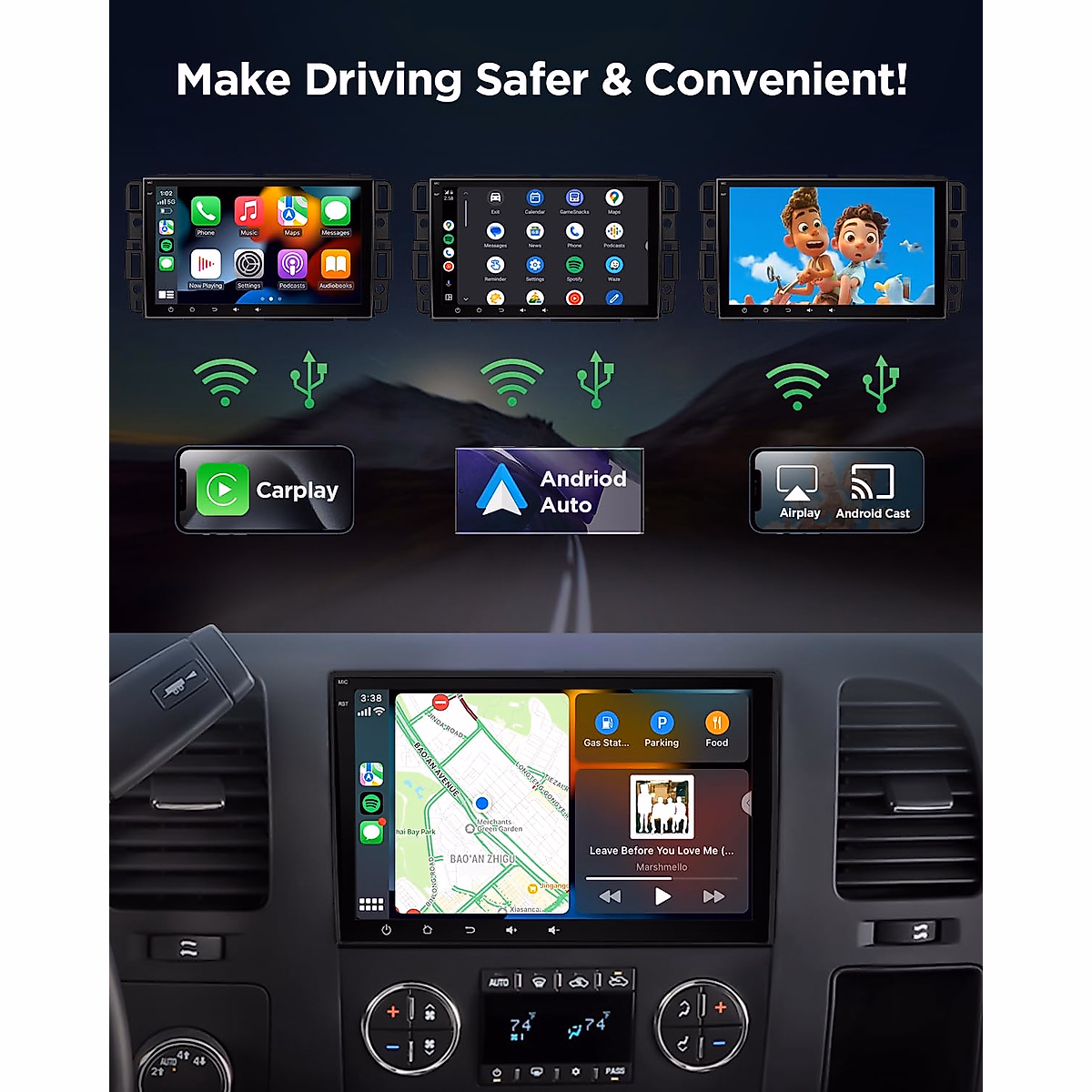 Eonon CarPlay & Android Auto Car Stereo Receiver, Android 10.0 Car Stereo 2+32GB Car Radio, Compatible with Chevrolet/GMC/Buick-8 Inch-Q80SE