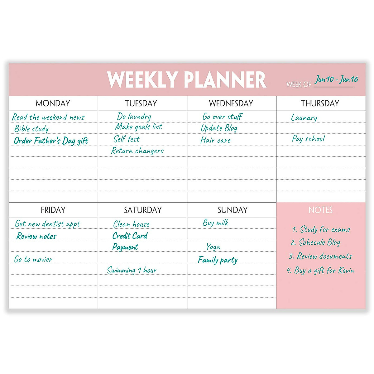 Weekly Planning Pad - Tear Off To Do List Pad with Daily Schedule & Calendar, 52 Sheets, 100gsm Paper, Undated Weekly Planning Notepad, 6x9 in