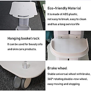 JF-XUAN Cart Multifunction Portable Hand Trucks,Modern Cart Tool Portable Beauty Salon Cart with Brake Wheel, Small Bubble Instrument Rolling Trolley Compatible with Spa Health Club, 50Kg Load Capac