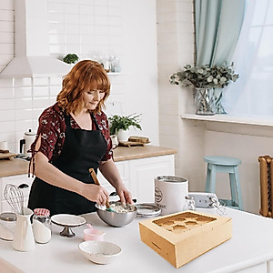 Tectonic Key 5 pack Kraft Brown Disposible Cupcake Box Carrier Containers with 5 inserts 12.9 x 9.34 x 4in with PVC clear Window Recycleble Holds Cupcakes, Muffins, and many Bakery pasteries