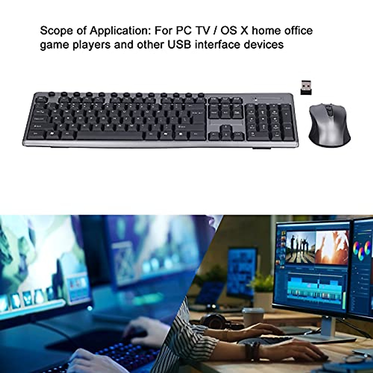 Wireless Keyboard, 104-key PC Notebook Keyboard Wireless Keyboard Mouse Set Gaming Keyboard Universal Computer Keyboard for Home Bedroom