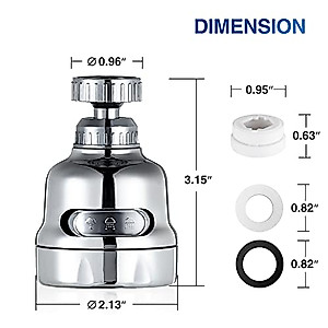 Faucet Sprayer Attachment, 360 Degree Rotating Faucet Aerator Accessories, 3 Mode Adjustable Kitchen Sink Tap Head Water Saving Extend Nozzle Chrome Plated,(Pack of 2)