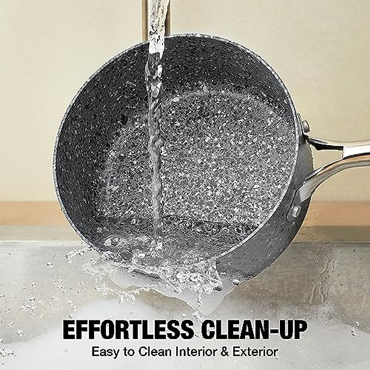 HLAFRG 1 Quart Small Sauce pan with Lid, Ultra Nonstick Sauce Pan with Lid, Small Pot with Lid, Granite Nonstick Saucepan 1 quart, Small Sauce Pot, 1 Qt Pot with Lid, Aluminum Small Pot 1 Quart