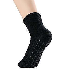Zando Softest Fuzzy Socks for Women Athletic Yoga Socks Anti Slip Slipper Socks with Grippers Home Comfy Fluffy Socks Winter Cozy Socks Non Skid Grip Socks Plush Sleeping Socks 5/Blue Series One Size