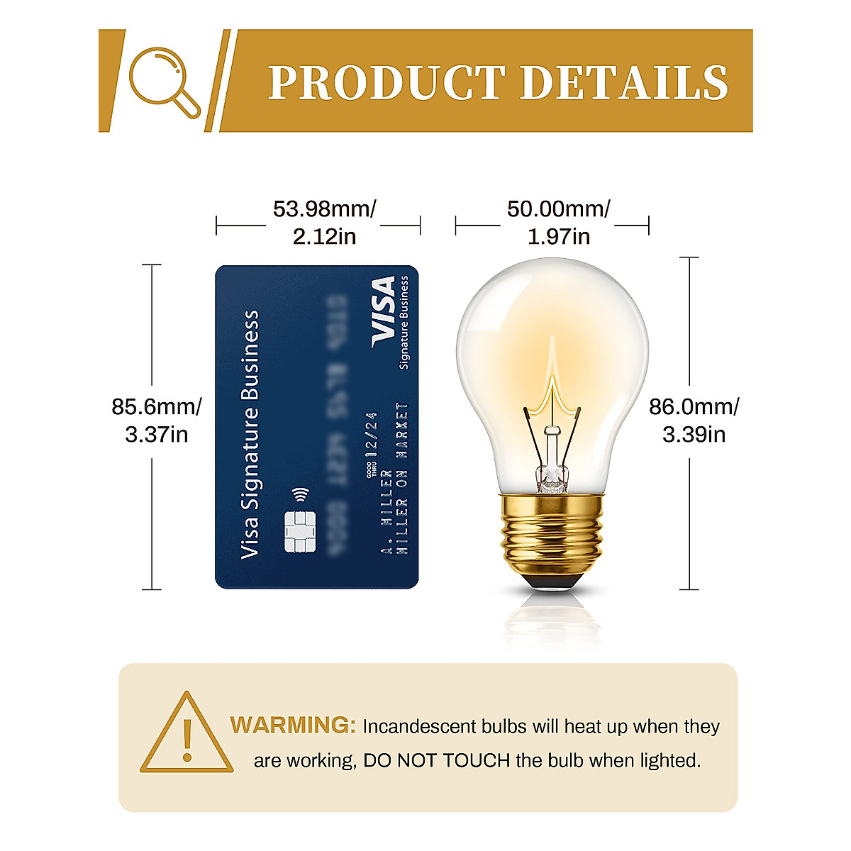 DORESshop Appliance Bulb, Oven Light Bulb, E26 Appliance Light Bulb, A15 40 Watt Appliance Bulb for Oven, Stove, Refrigerator, Microwave, 2 Pack