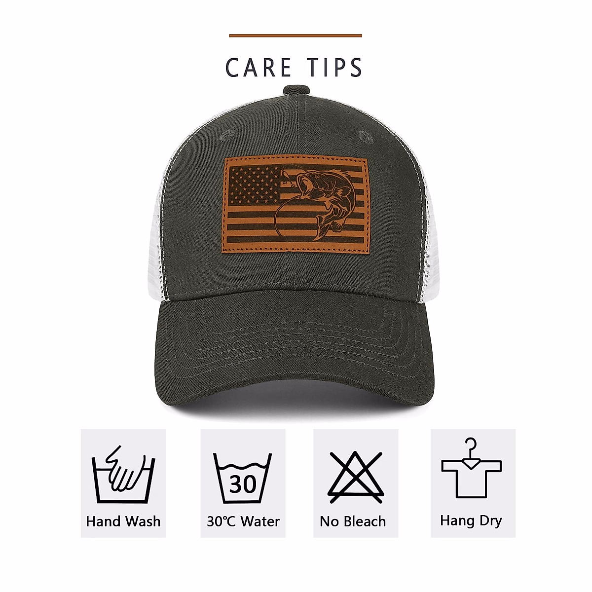 Fishing Hat Fishing Gifts for Men Bass Fish Flag Hat Father's Day Christmas Birthday Gifts for Dad Husband Grandpa Trucker Hat Snapback Baseball Cap