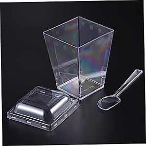 Healeved 20 Sets dessert cup wedding favors jars dessert tumbler cups parfait cups with lids mousse cup clear container with lid appetizer bowls appetizer cup square cube cup jelly cake cup