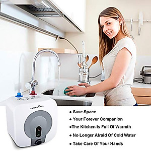 110V-120V 1.5Kw Electric Tank Hot 2.5 Gallon Water Heater Storage，Small Under Sink Counter RV TR Endless Trailer Kitchen Compact Point-of-Use,1 PCs 16” Long 1/2”FIP Stainless Steel Water Hoses 9.5L