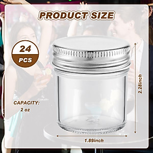 24 Pcs Mini Mason Jar Shot Glasses 2 oz Mason Jars with Lids Leak Proof for Shots, Drinks, Favors, Candles, Desserts, Crafts, Juice, Beer and Party