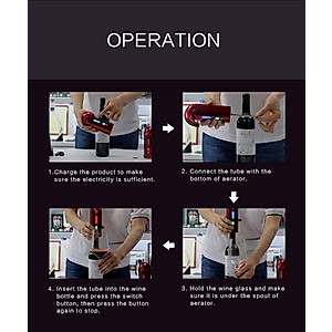 Electric Wine Aerator Pourer and Wine Dispenser Pump with USB Rechargeable Gift (Black)